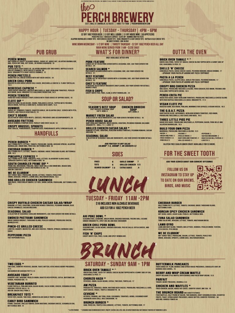Main Menu | The Perch Brewery
