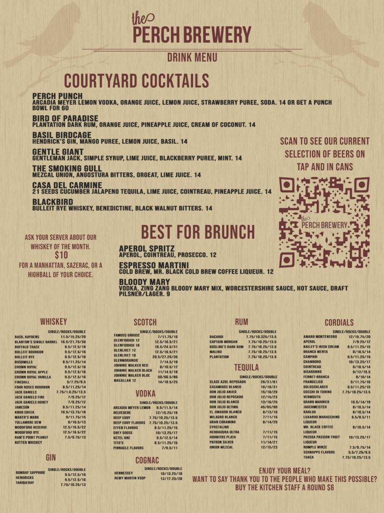 Main Menu | The Perch Brewery