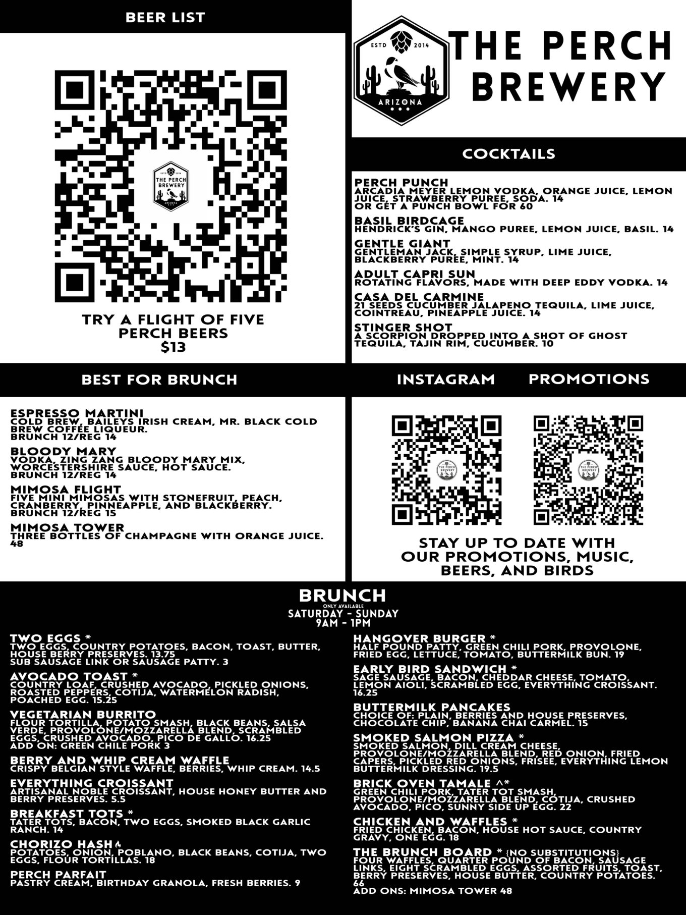 Menu at The Perch Pub & Brewery – Top Restaurants Chandler AZ