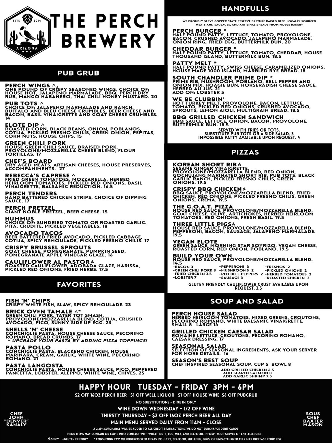 Menu at The Perch Pub & Brewery – Top Restaurants Chandler AZ